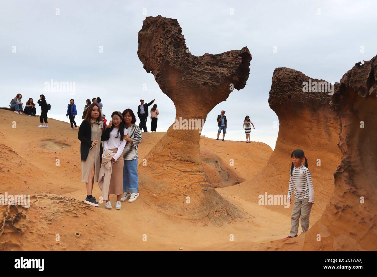 YEHLIU, TAIWAN - NOVEMBER 24, 2018: People visit Yehliu Geopark in ...