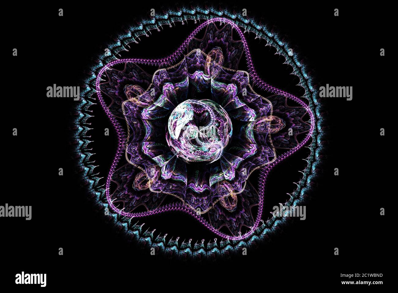 black abstract fractal round and lines on white background Stock Photo ...