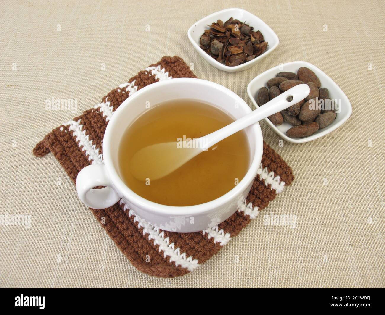 Cocoa tea, cocoa husk tea from roasted outer shells of the cacao bean ...