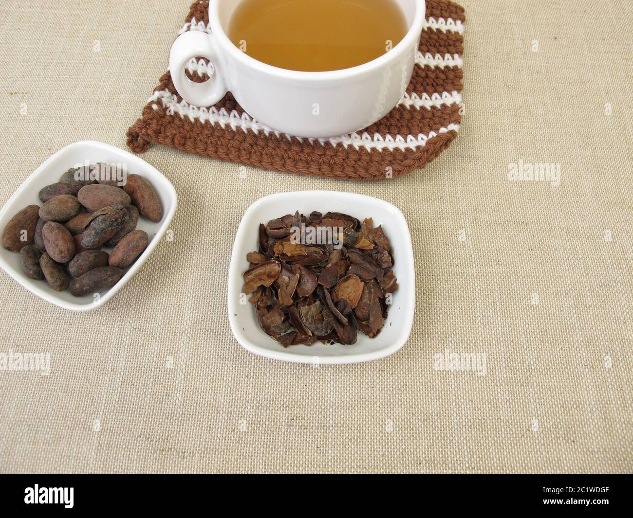 Cocoa tea, cocoa husk tea from roasted outer shells of the cacao bean ...