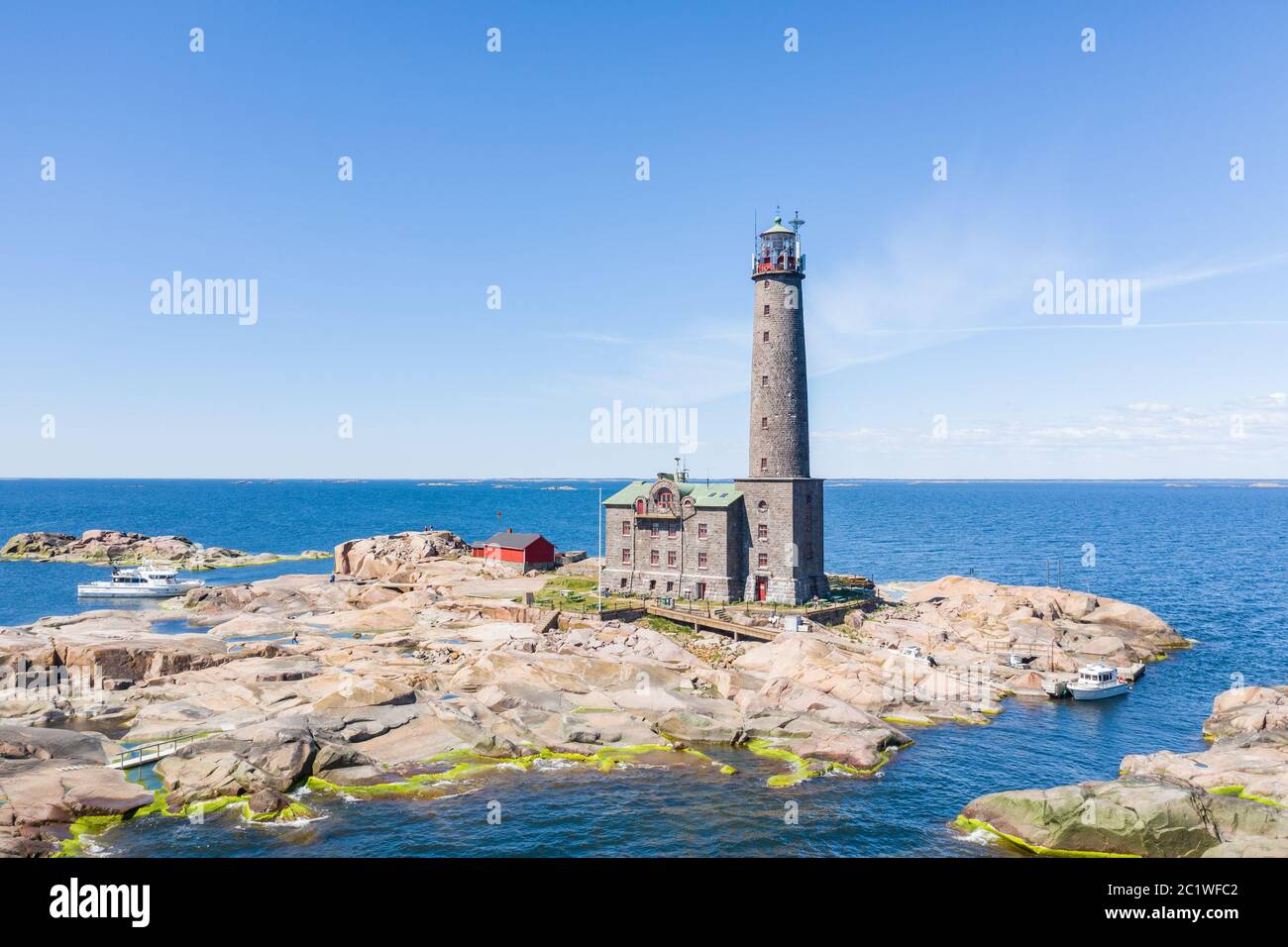 Aerial view of Bengtskär lighthouse in Gulf of Finland in summer Stock ...