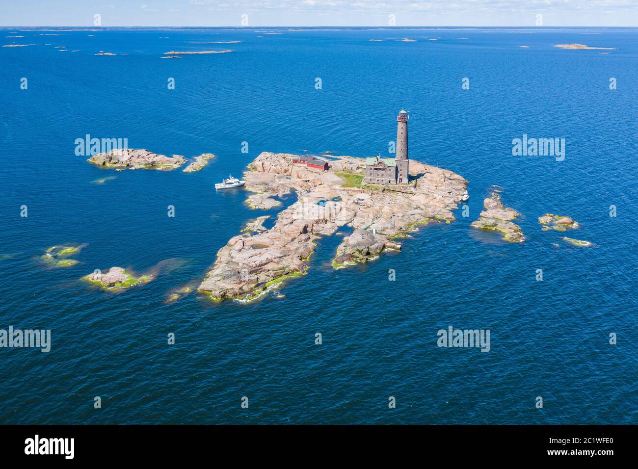 Aerial view of Bengtskär lighthouse in Gulf of Finland in summer Stock ...