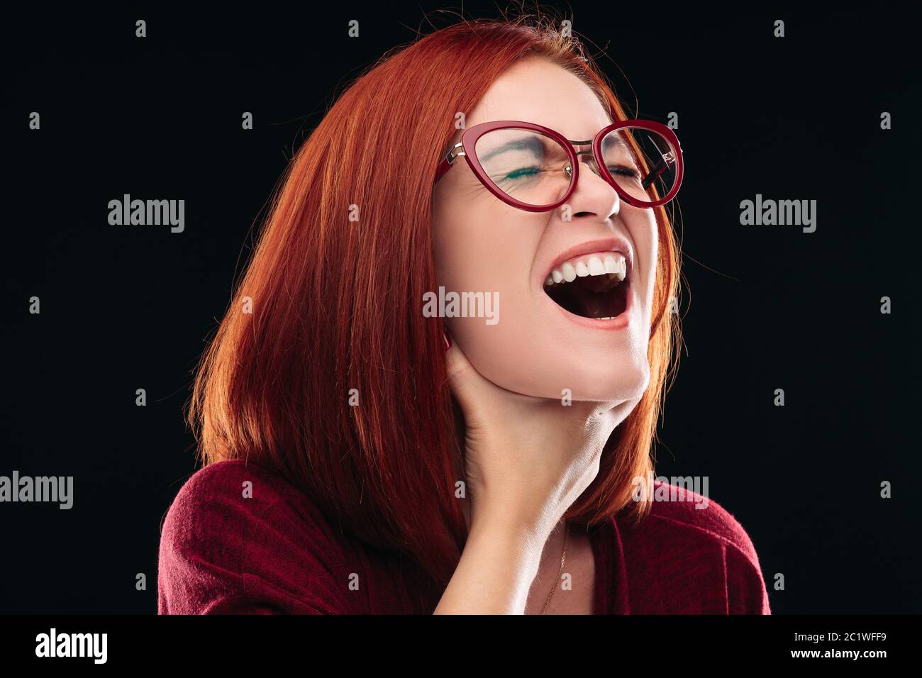 One hand on neck hi-res stock photography and images - Alamy