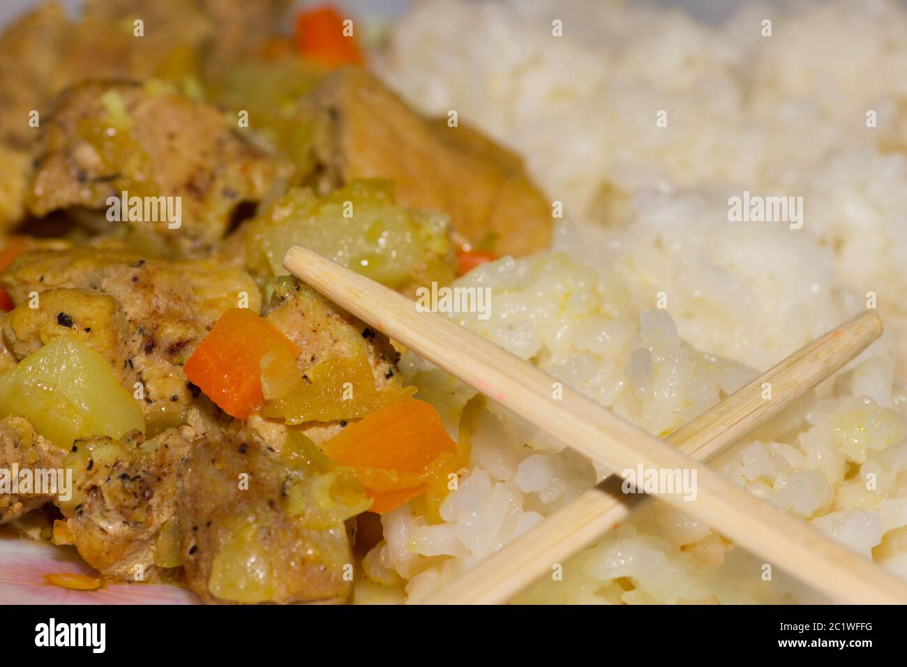 Curry rice and food sticks Stock Photo - Alamy