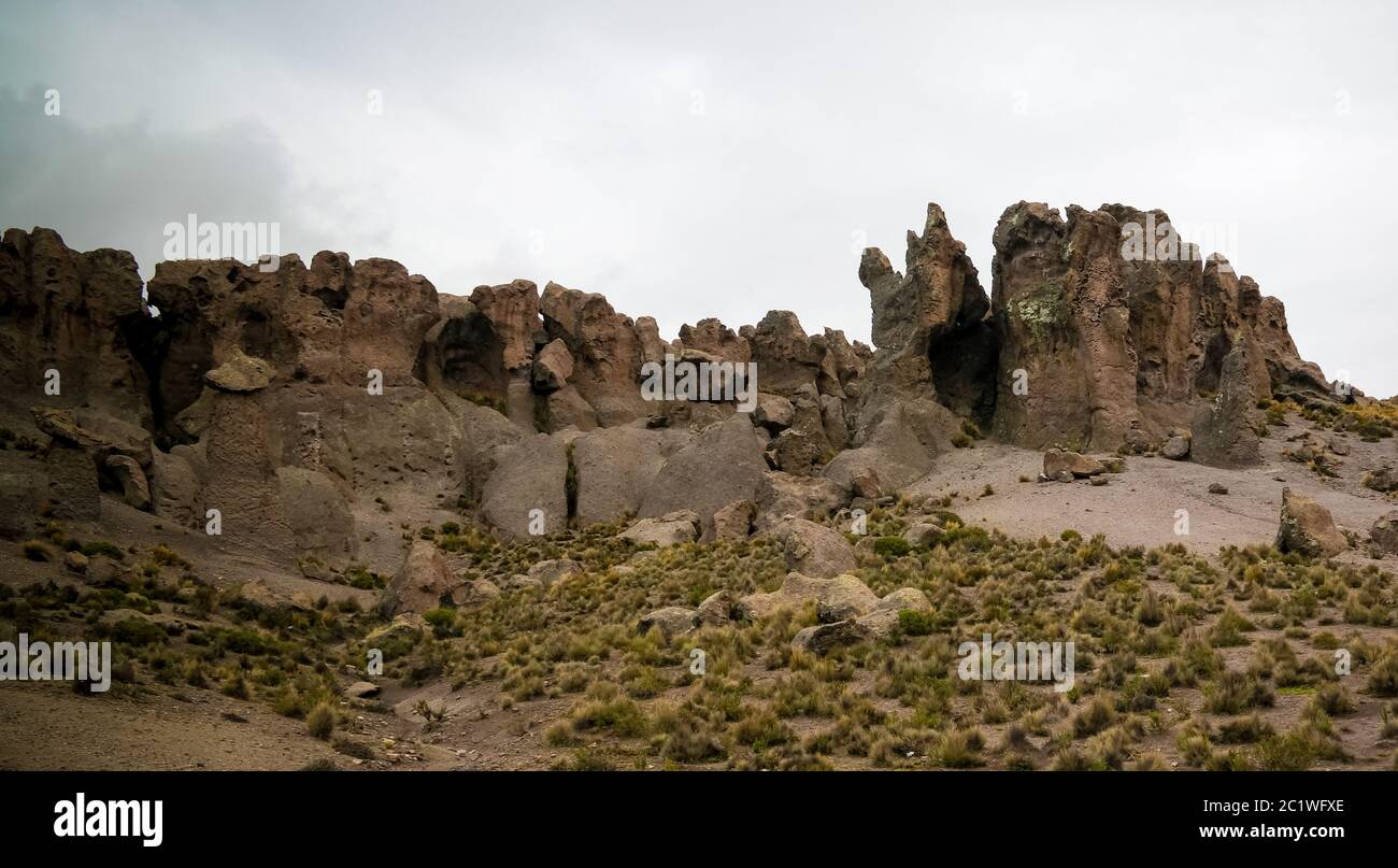 sandstone rock formation at Imata in Salinas and Aguada Blanca National ...