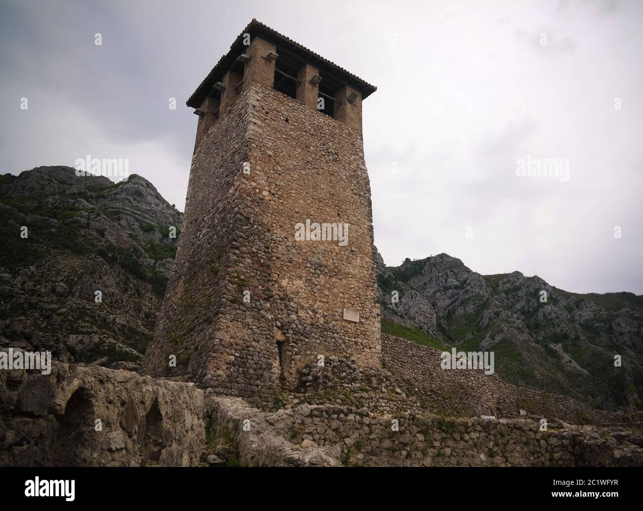 Landscape with ruins of Kruje castle, Albania Stock Photo - Alamy