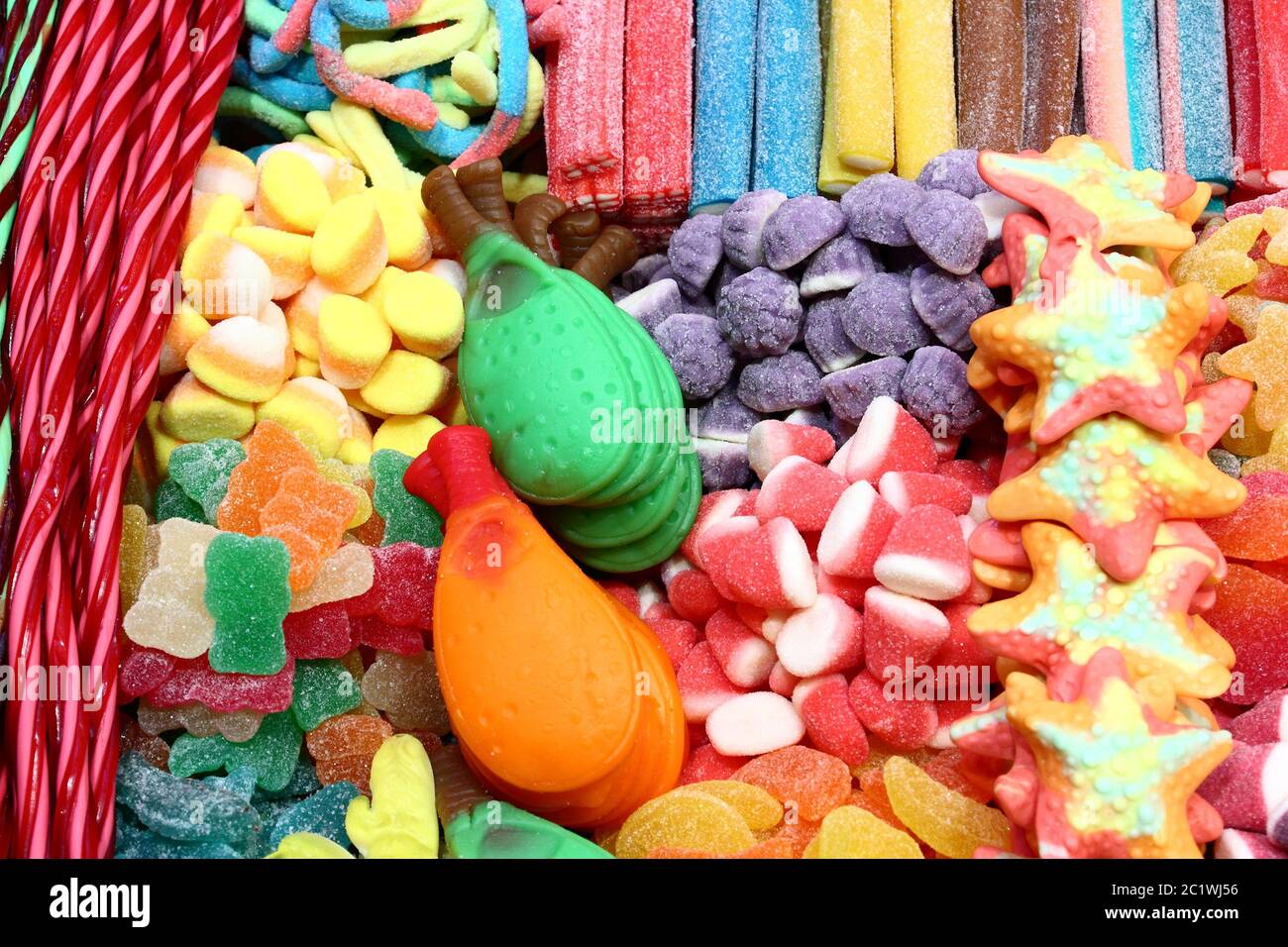 Confectionery shop at Boqueria market in Barcelona, Spain. Colorful ...