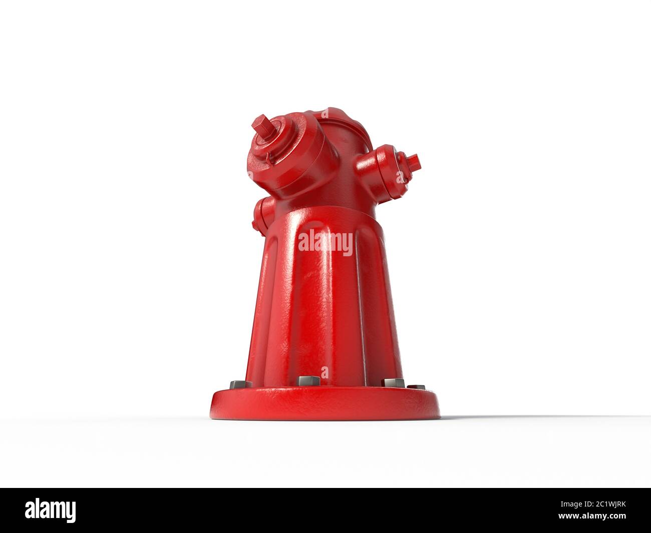red fire hydrant, wideangle close up view. isolated on white background ...