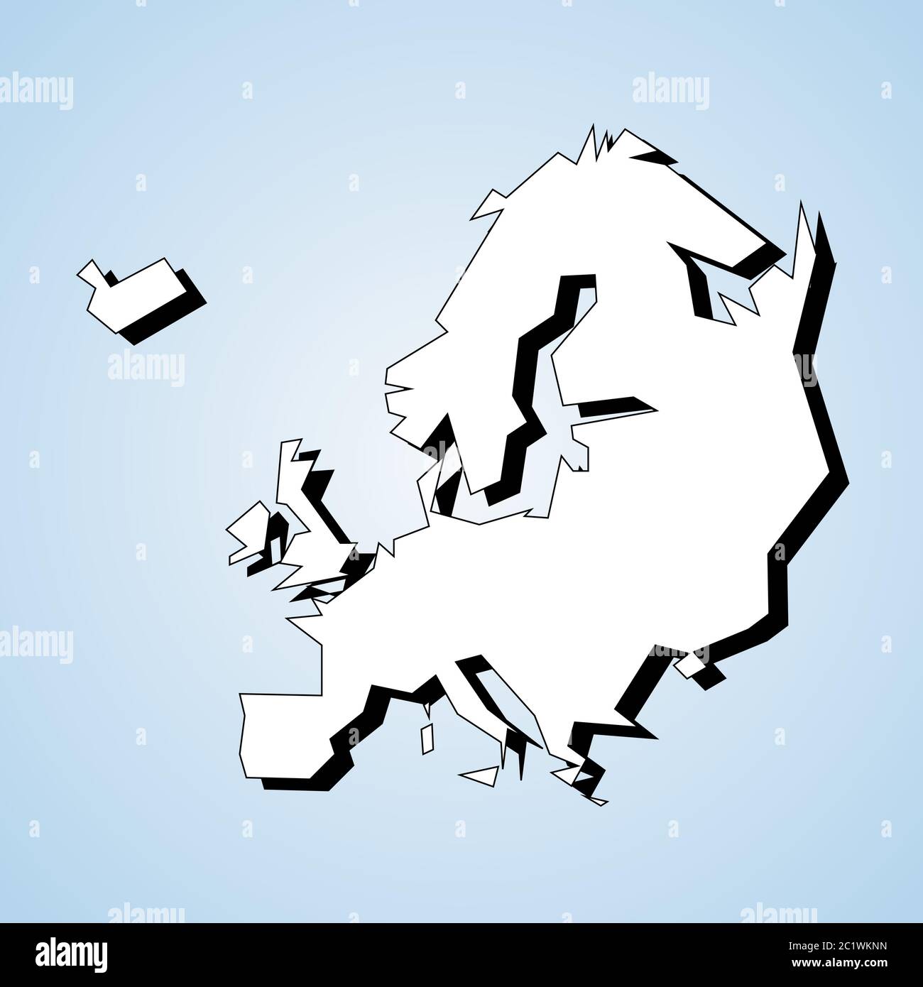 Europe map outline - continent shape sharp polygonal geometric style ...