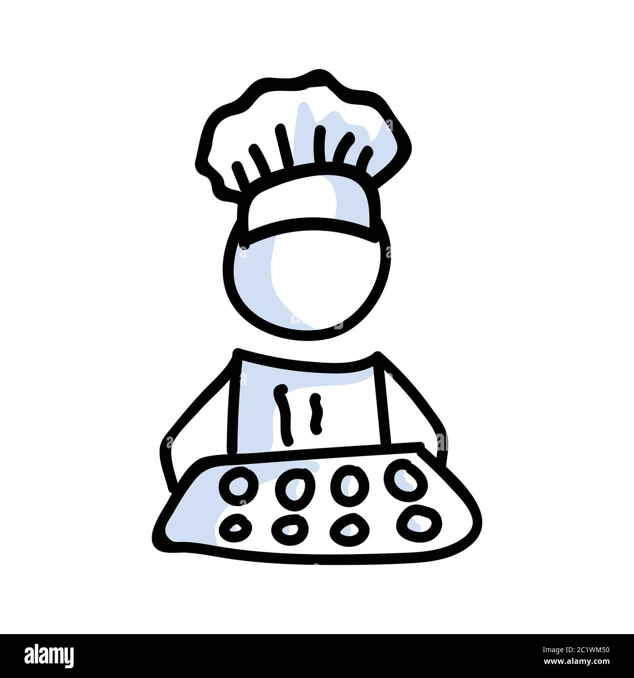 Cute stick figure chef baker with cookie tray lineart icon. Dinner ...