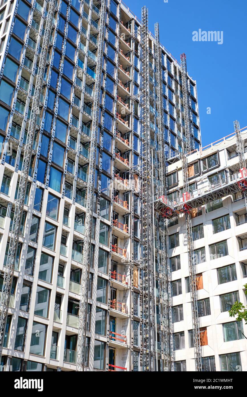 Construction of a high-rise apartment building seen in Berlin, Germany ...