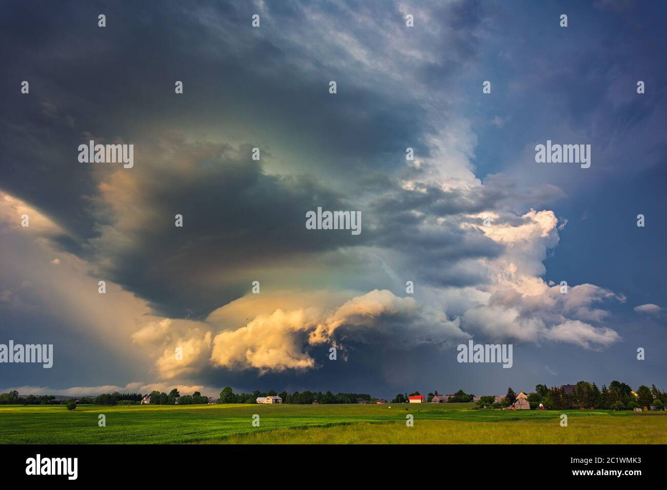 Supercell storm clouds with wall cloud and intense rain Stock Photo - Alamy