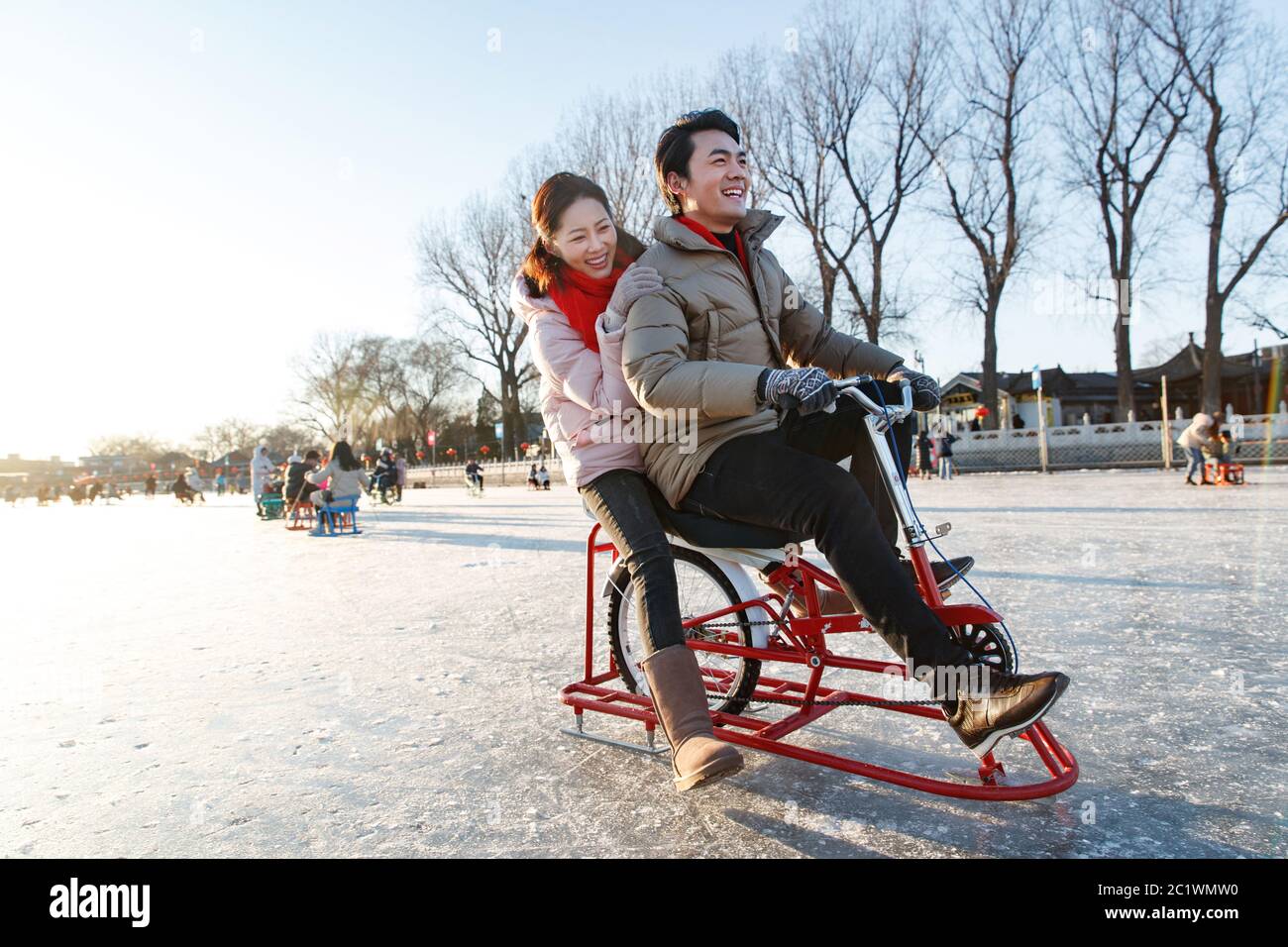 Romantic couples in the skating rink Stock Photo - Alamy