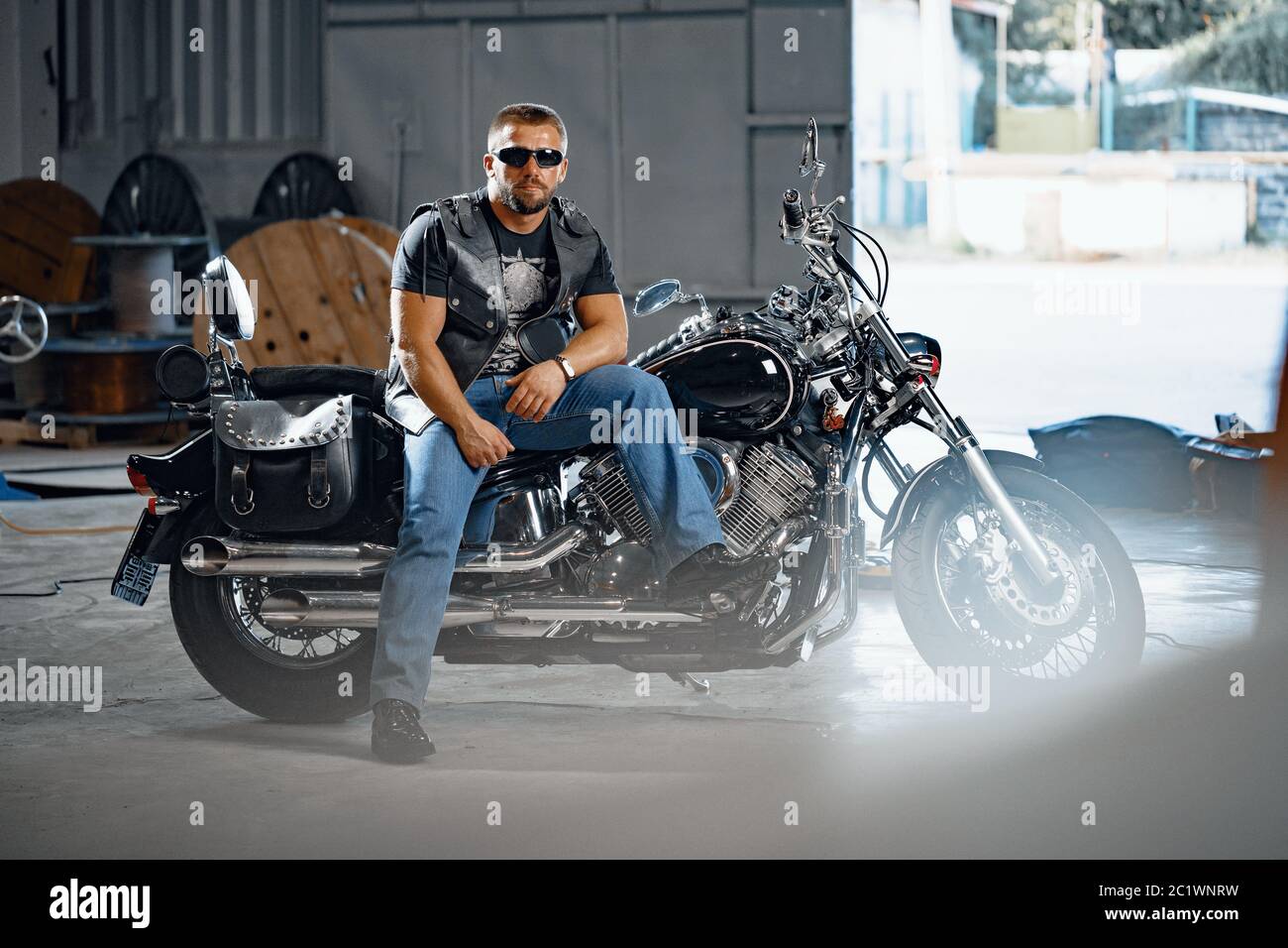 Bearded motorcyclist hi-res stock photography and images - Alamy