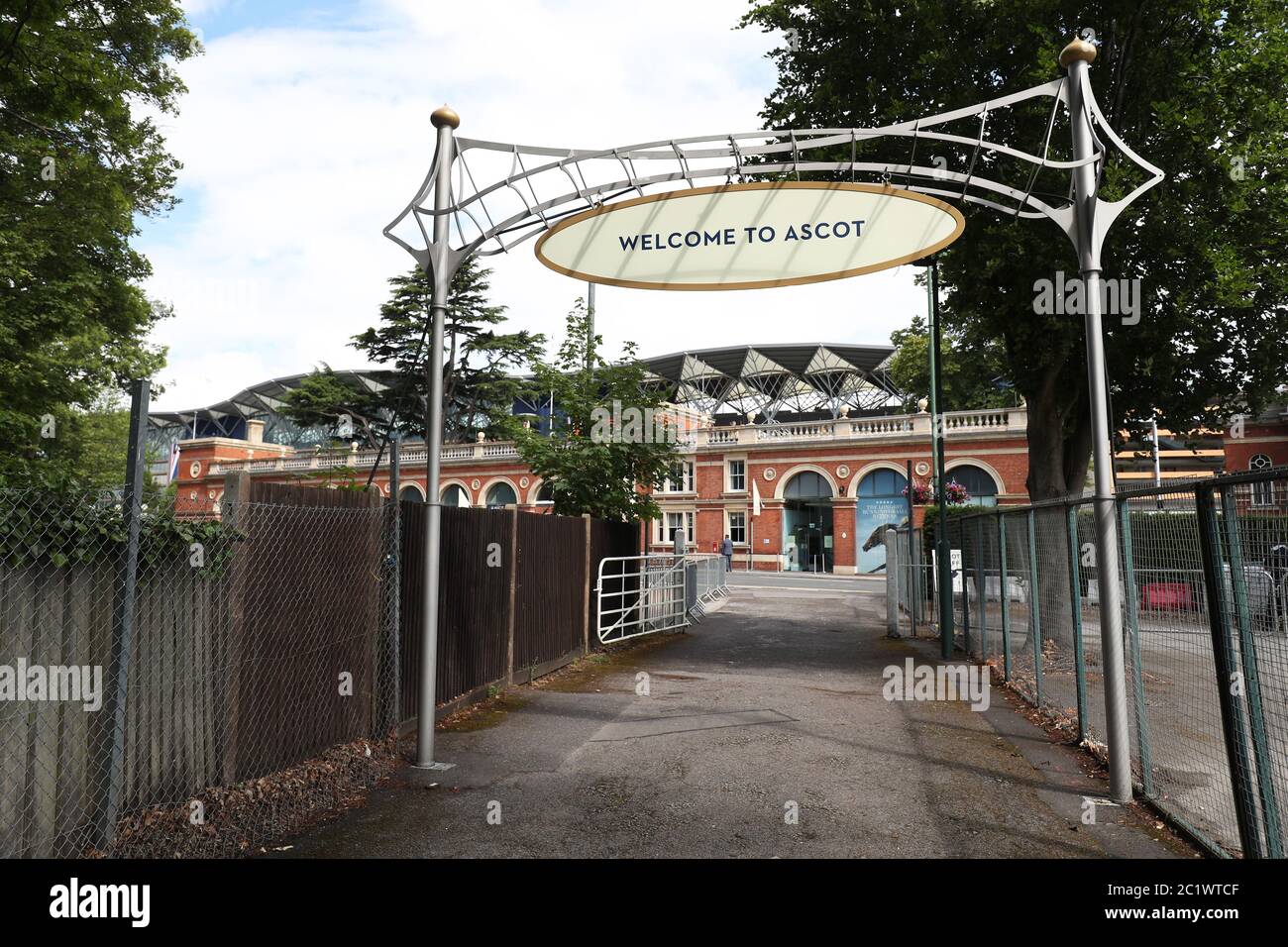 A welcome to Ascot sign at the Ascot Racecourse in Ascot as the Royal ...