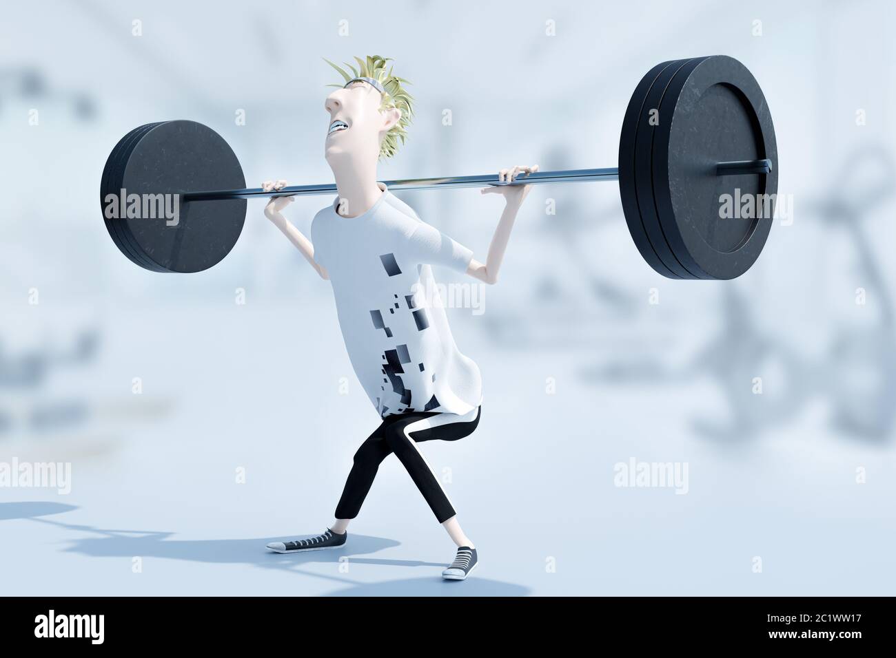 workout too heavy, overload, overweight, 3D render Stock Photo - Alamy