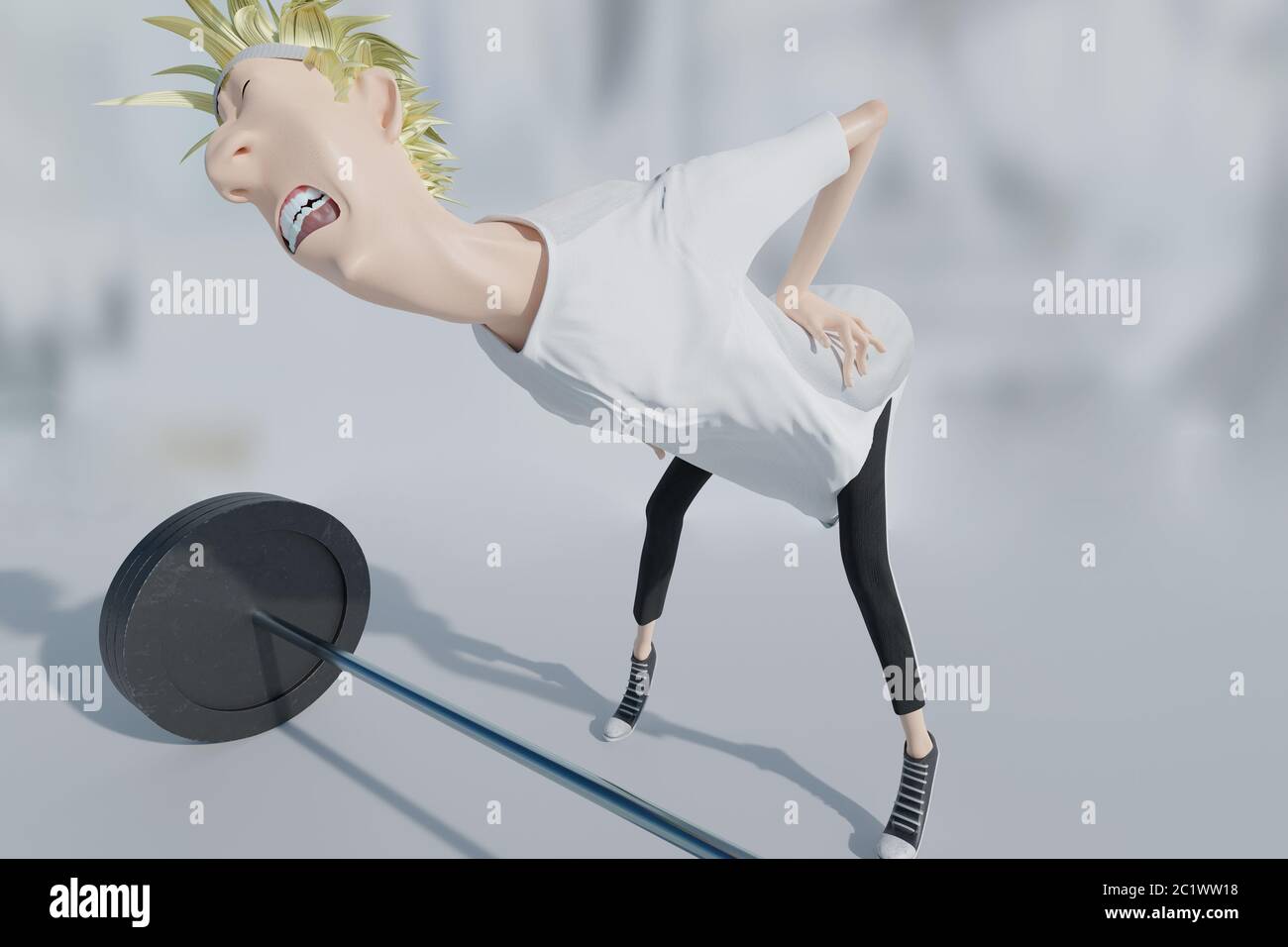 workout too heavy, overload, overweight, 3D render Stock Photo - Alamy