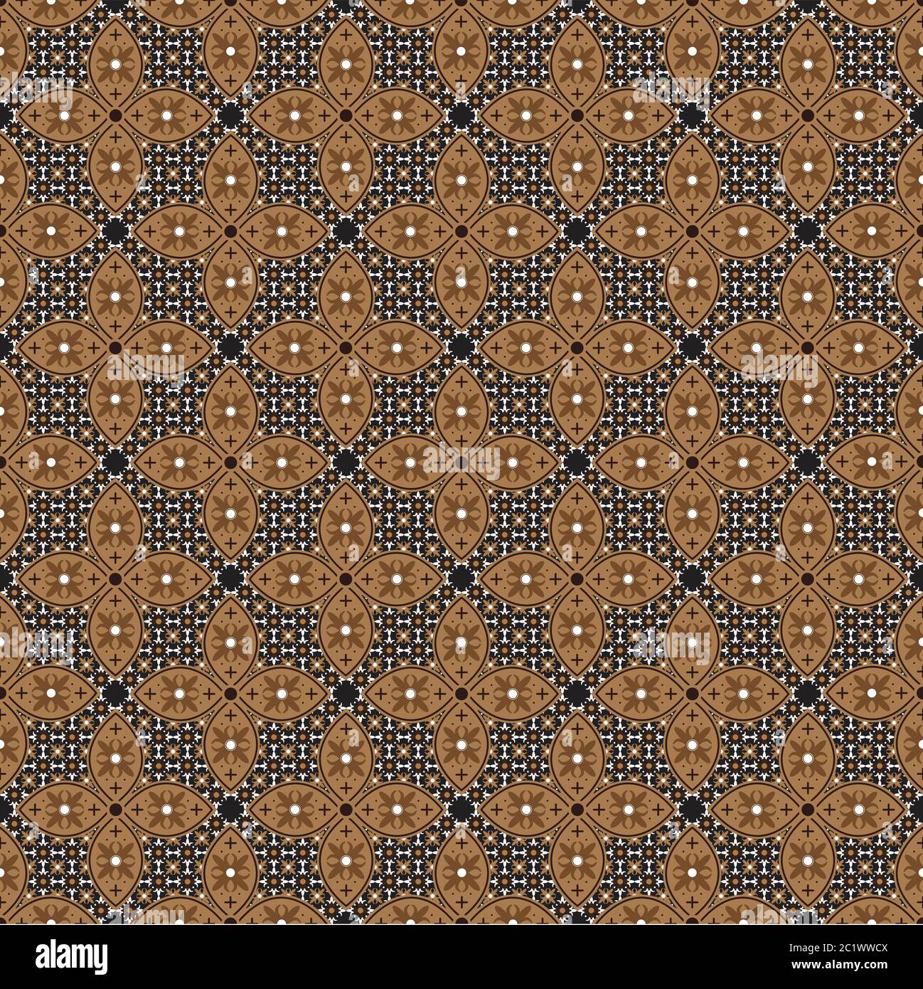 Unique flower pattern on Indonesian batik with soft brown color design ...