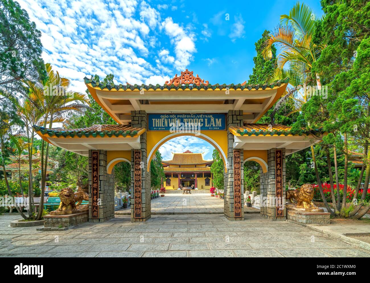 View in fron of Truc Lam monastery is an ancient temple to attract ...