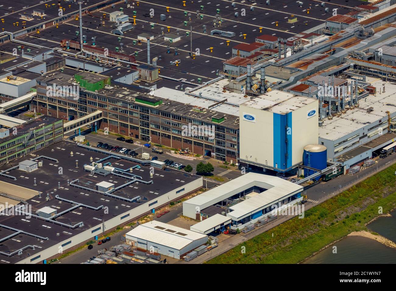 Ford factory at river Rhine in Cologne, 05.06.2020, aerial view ...