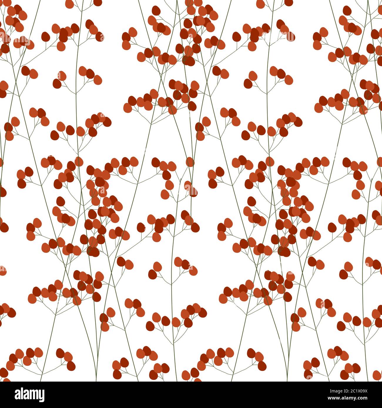 Doodle red berry branches seamless pattern for packaging design. Repeat ...