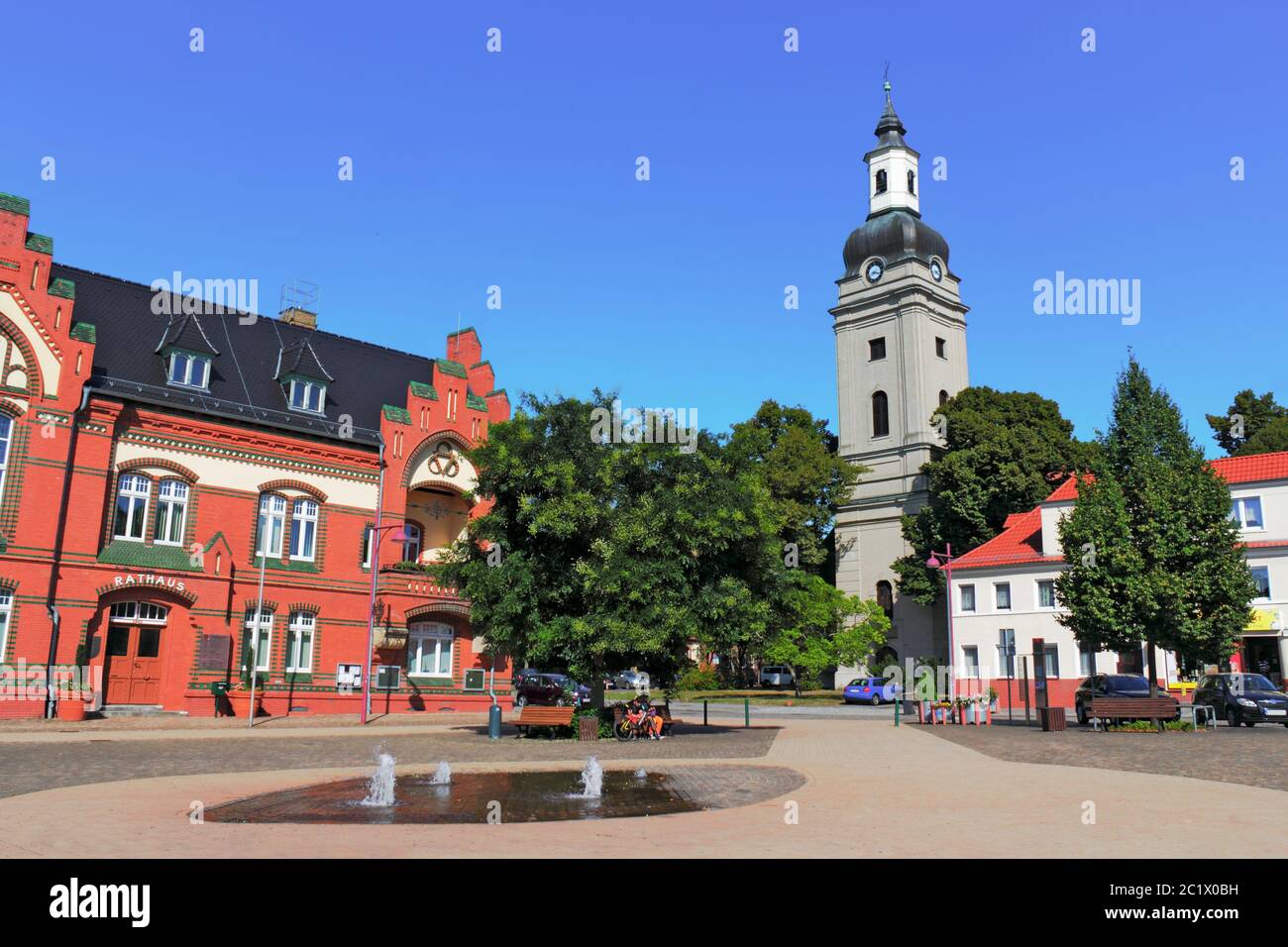 Genthin Town Hall Square Stock Photo - Alamy