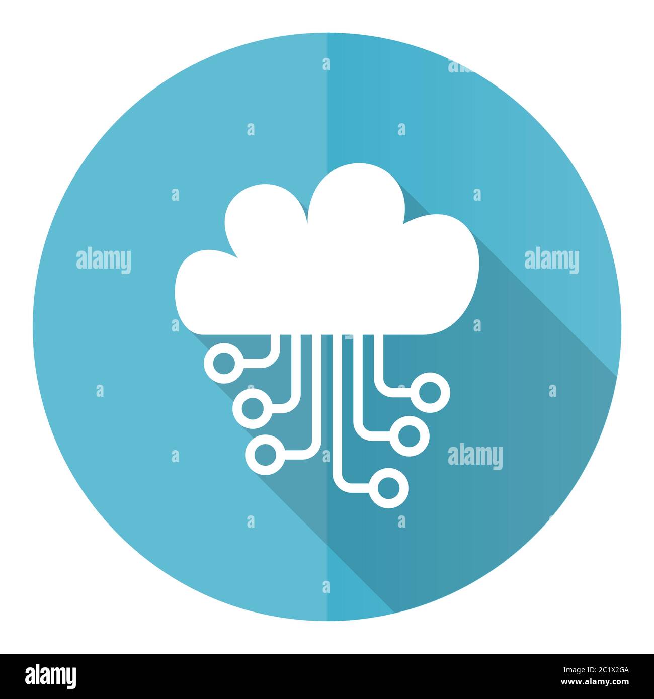 Cloud computing blue round flat design vector icon isolated on white ...