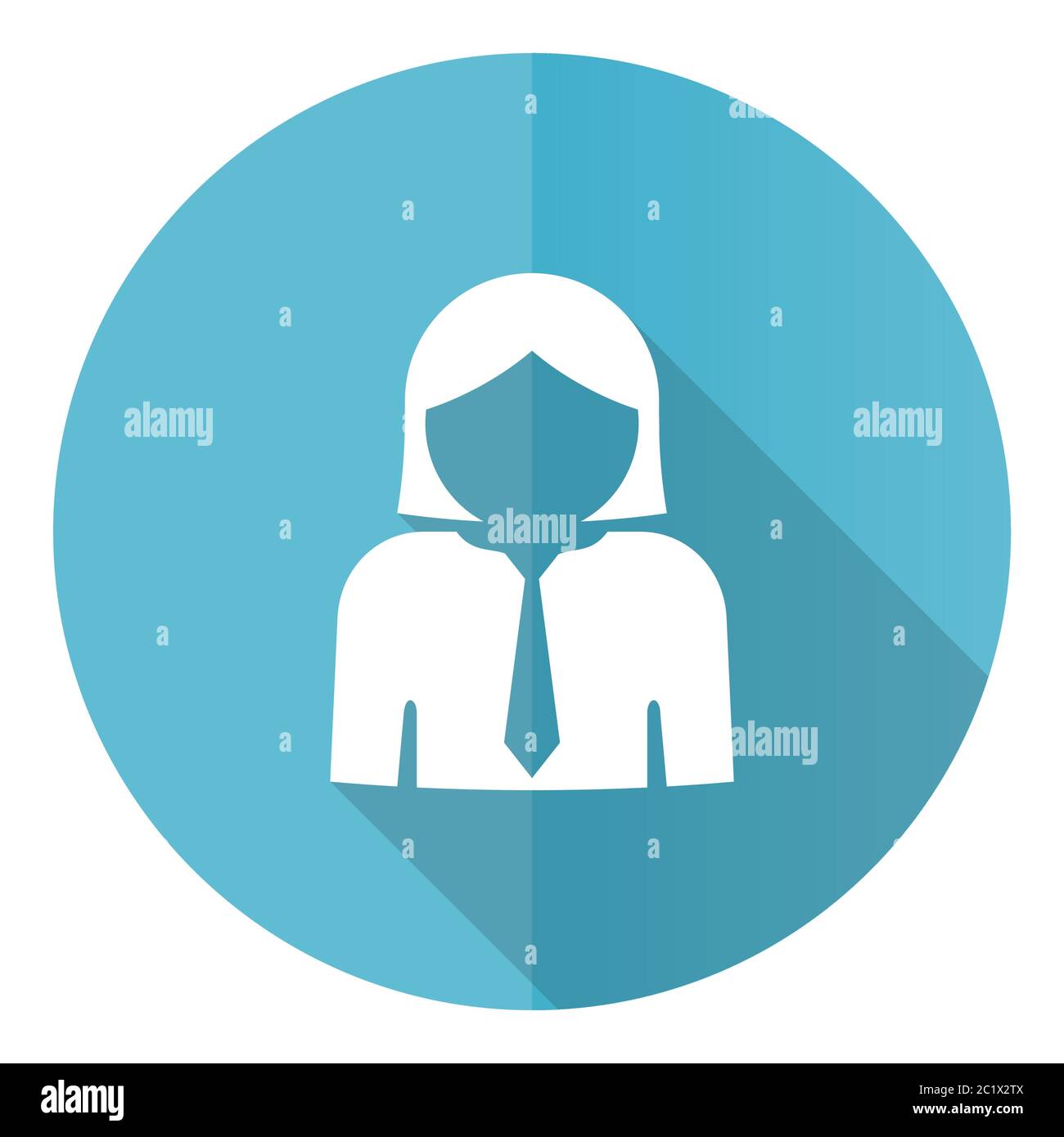 Woman Blue Round Flat Design Vector Icon Isolated On White Background