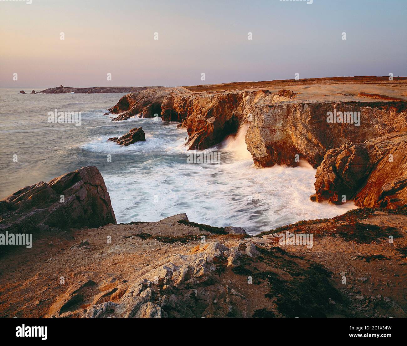 France. Brittany. Quiberon Peninsula. Rugged cliffs Stock Photo - Alamy