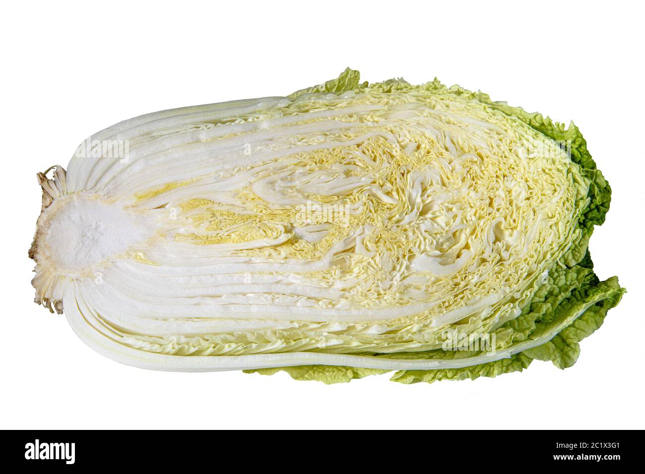 Half head of Beijing cabbage on white background, isolated close-up ...