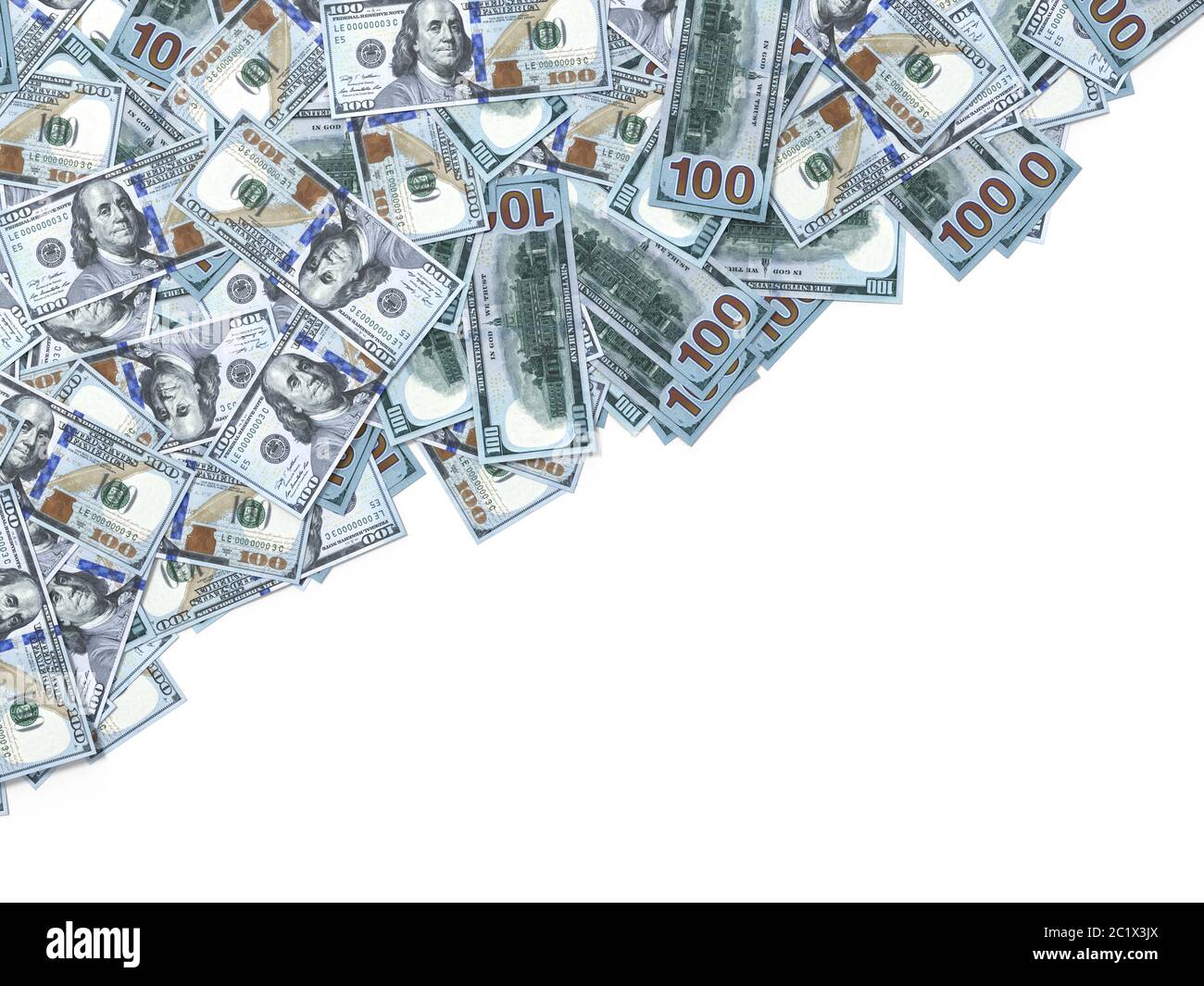 dollar banknotes scattered on the ground. image with diagonal copy ...