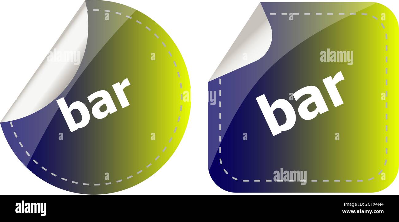 bar word on stickers button set, business label Stock Photo - Alamy