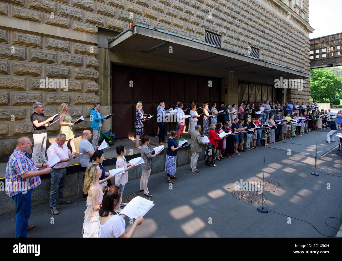 Dresden, Germany. 16th June, 2020. Members of the Saxon State Opera ...
