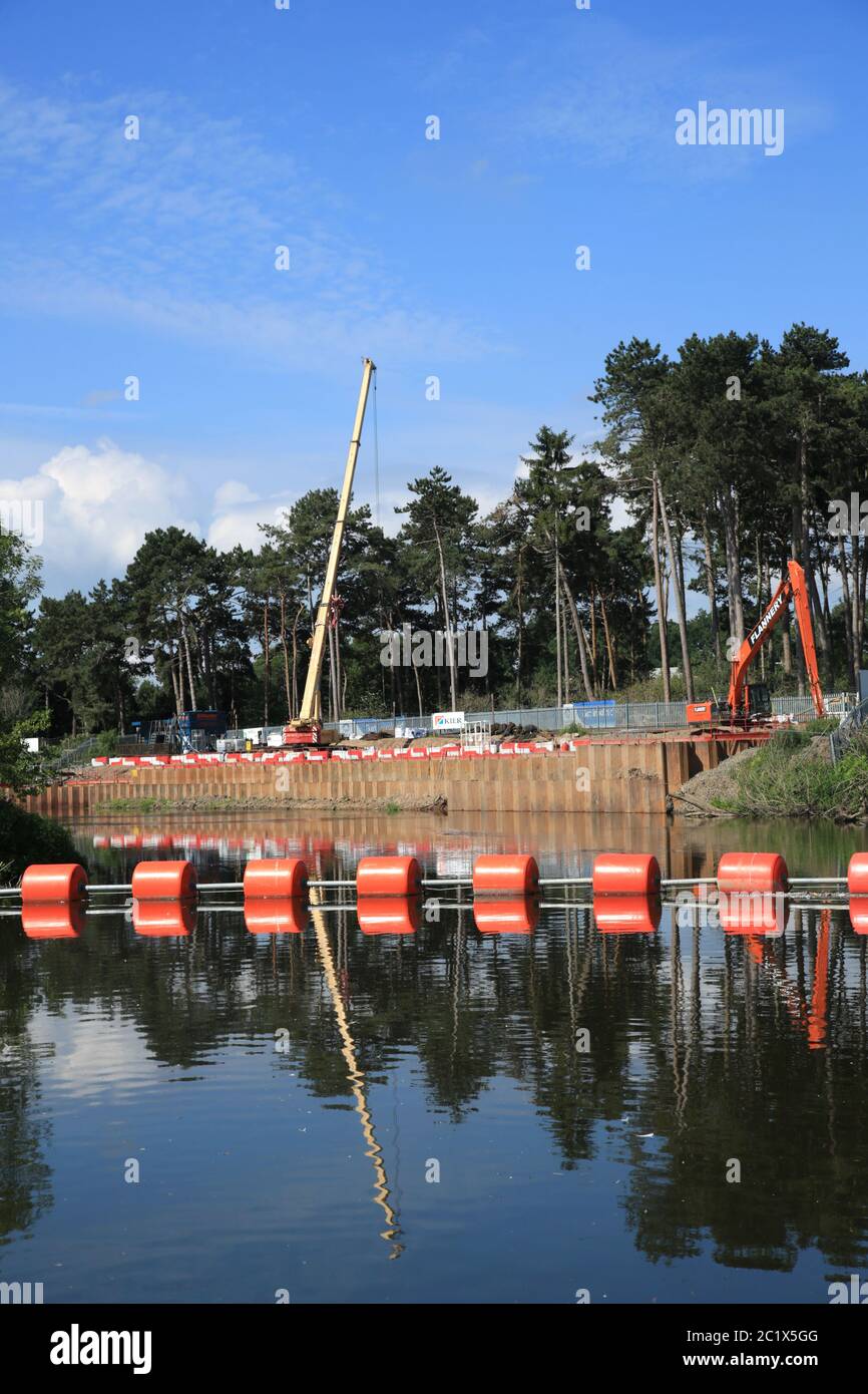 Construction work on the Fish pass at Diglis weir on the river Severn ...