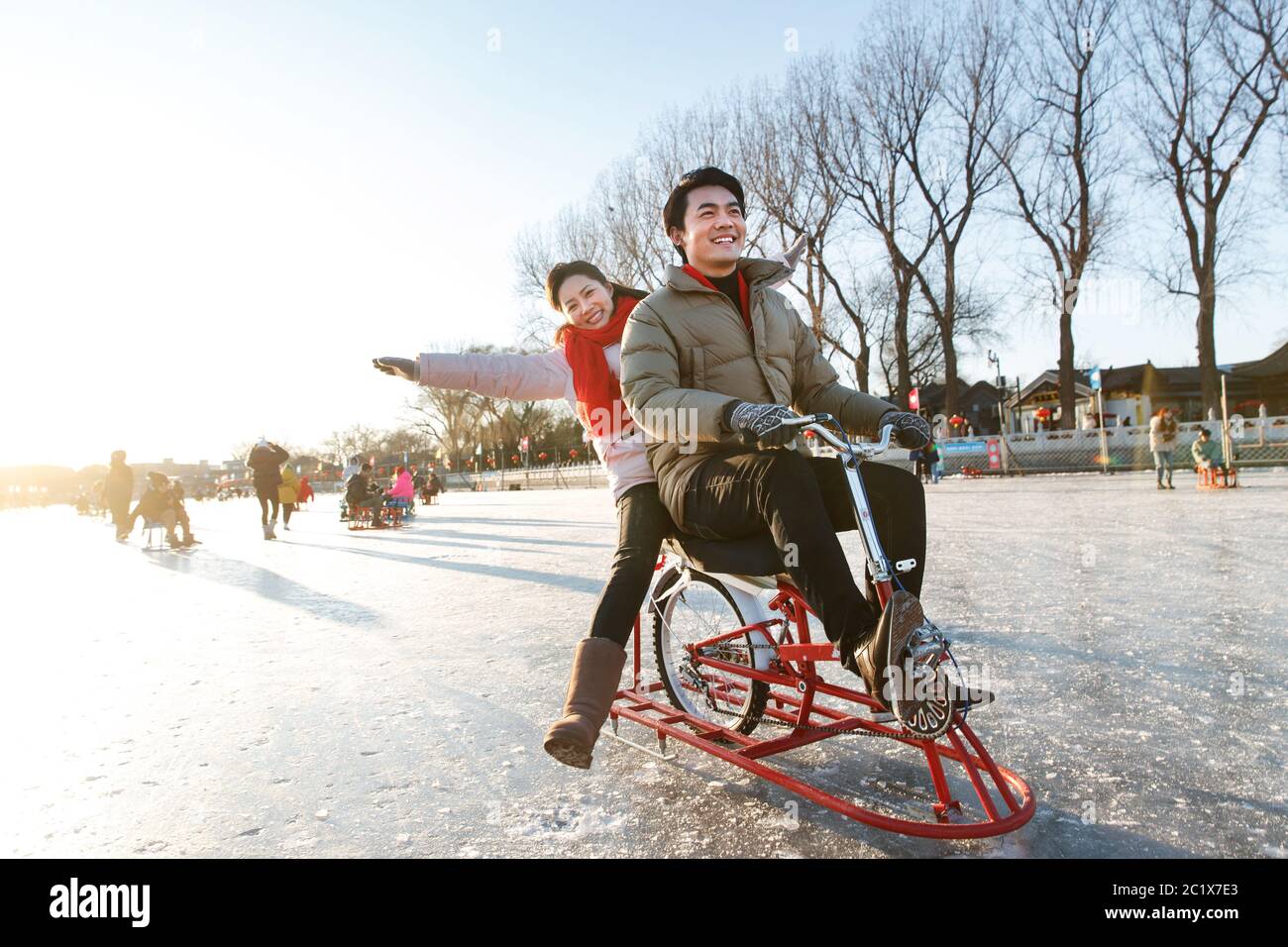 Romantic couples in the skating rink Stock Photo - Alamy