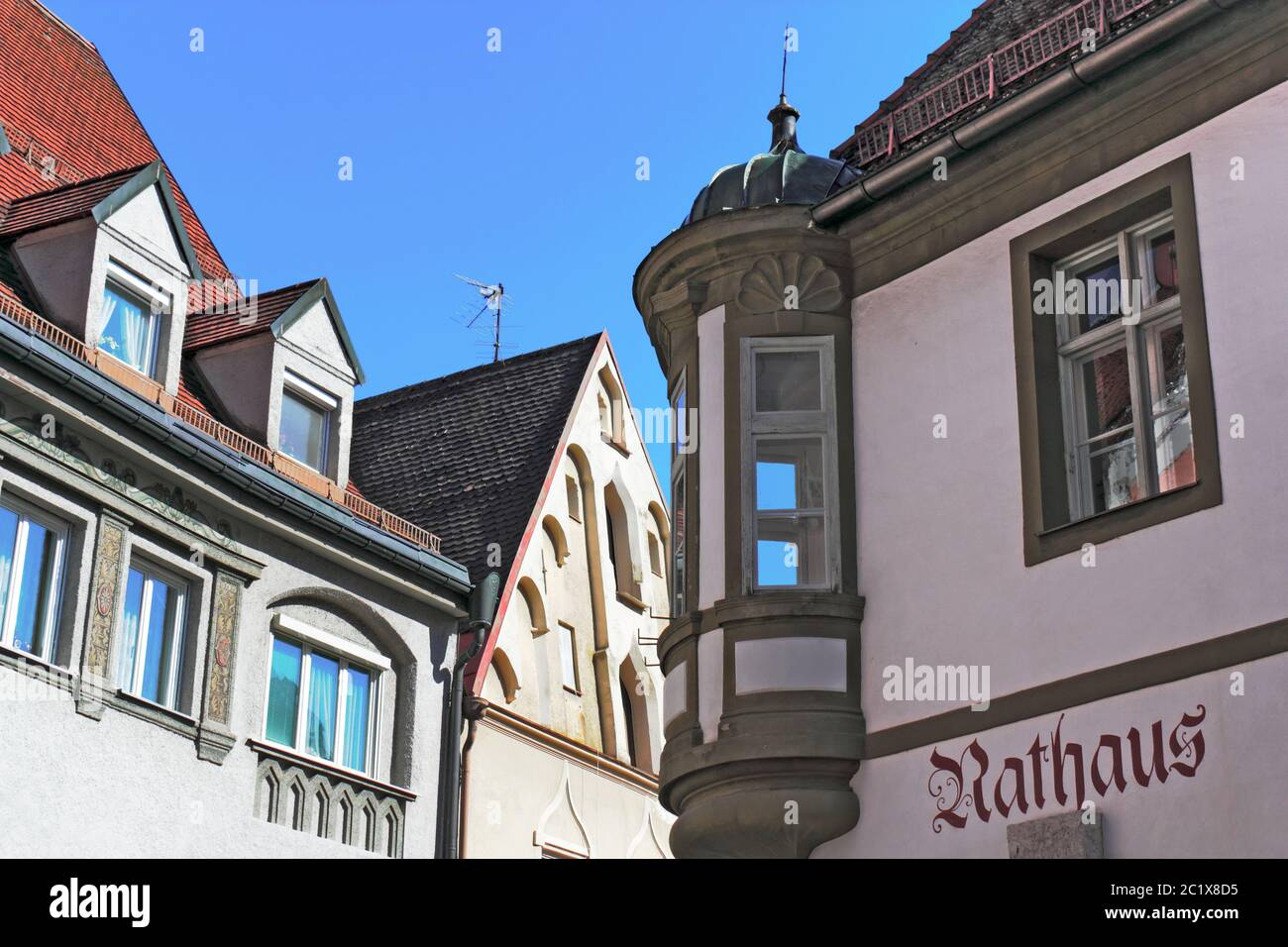 Old town with town hall Stock Photo - Alamy