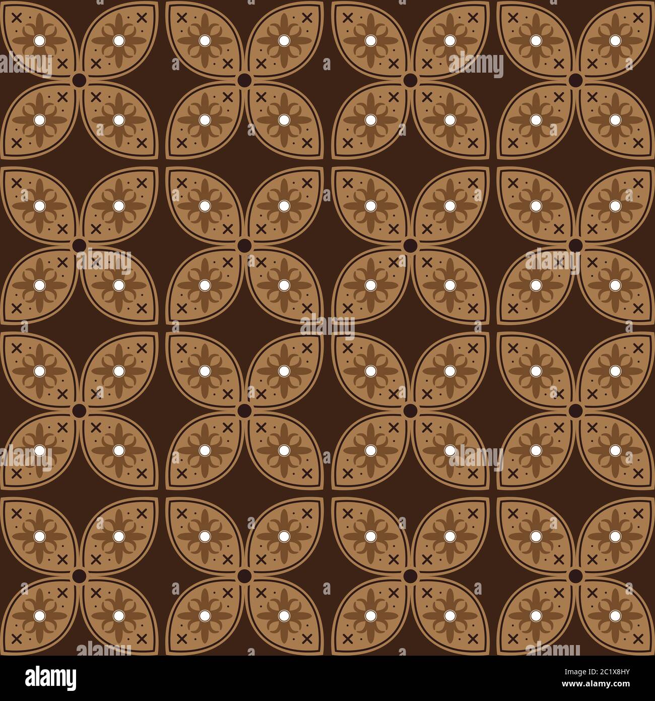 Unique circle motifs on Jogja batik design with soft brown color ...
