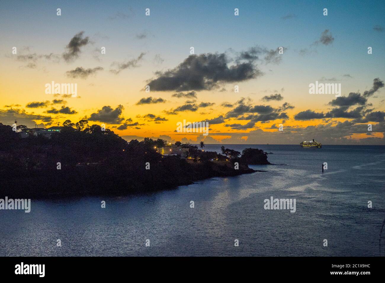 Caribbean, St Lucia - Sunset in the Harbour of Castries in the ...
