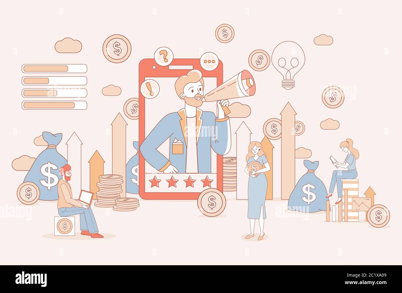 Financial growth, business virtual investment, management, and money ...