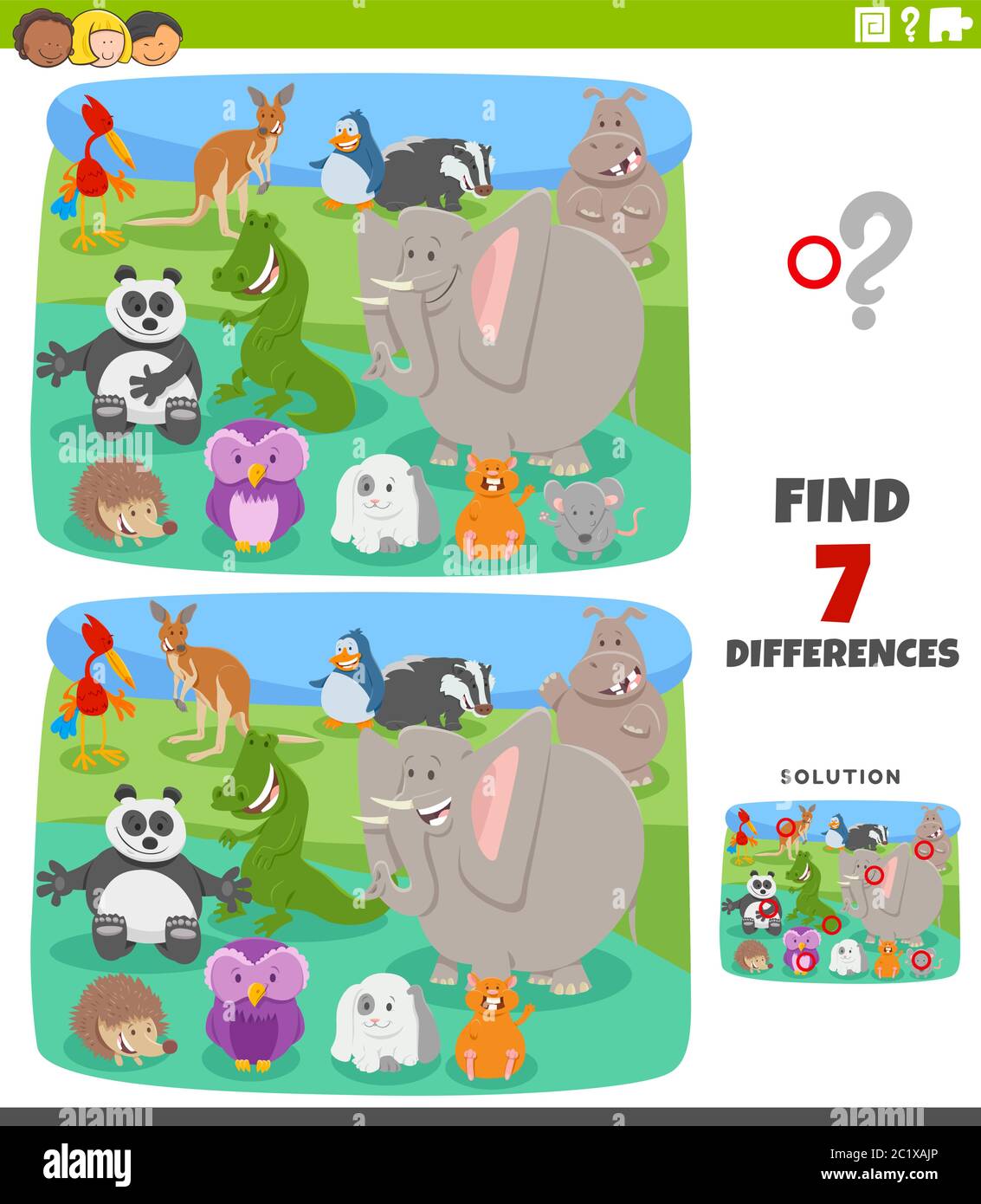 Cartoon Illustration of Finding Differences Between Pictures ...