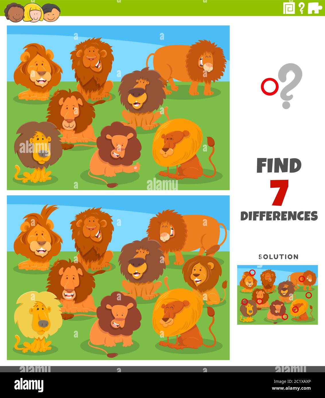 Cartoon Illustration of Finding Differences Between Pictures ...