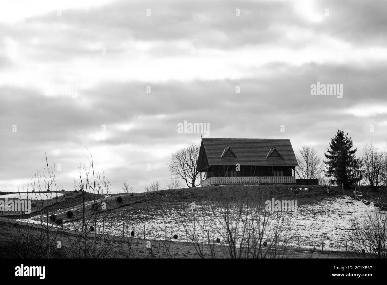 Old house flowers on Black and White Stock Photos & Images - Alamy