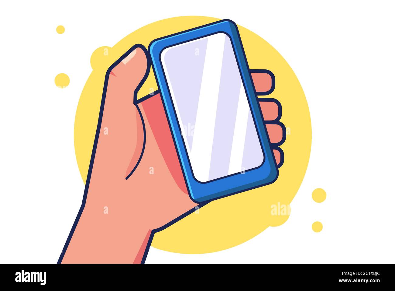 Hand Holding a Smartphone Vector Illustration. Flat Cartoon Style Stock ...
