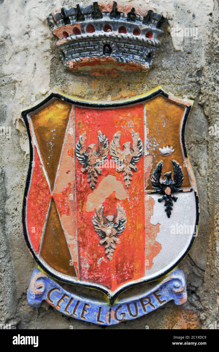 Emblem of Celle Ligure Stock Photo - Alamy