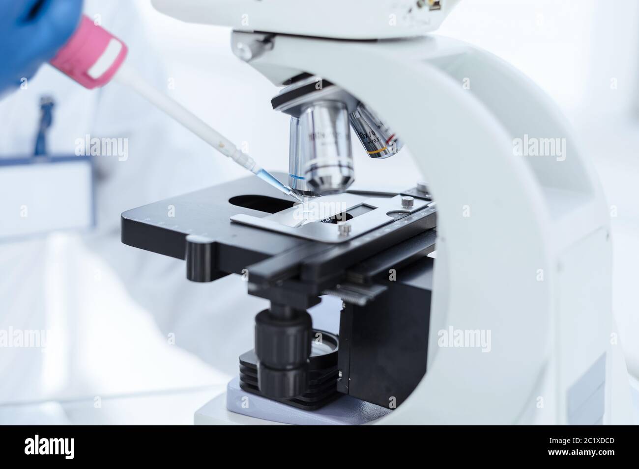 microscope on the table in the biological laboratory Stock Photo - Alamy