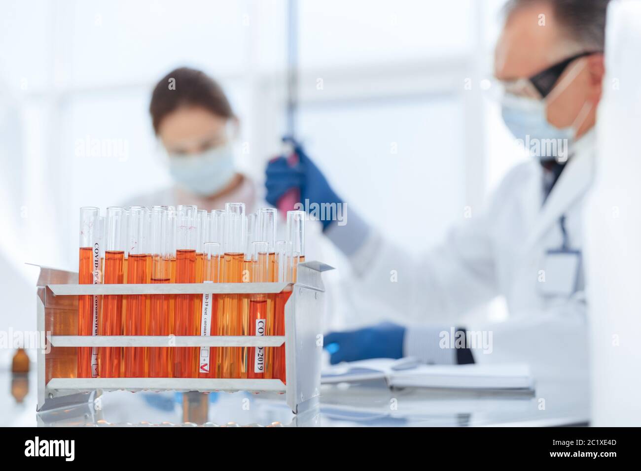 stand with test tubes on the table in the laboratory Stock Photo - Alamy