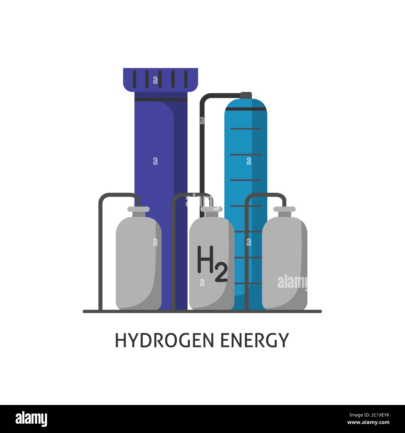 Hydrogen plant icon in flat style. Renewable energy production symbol ...