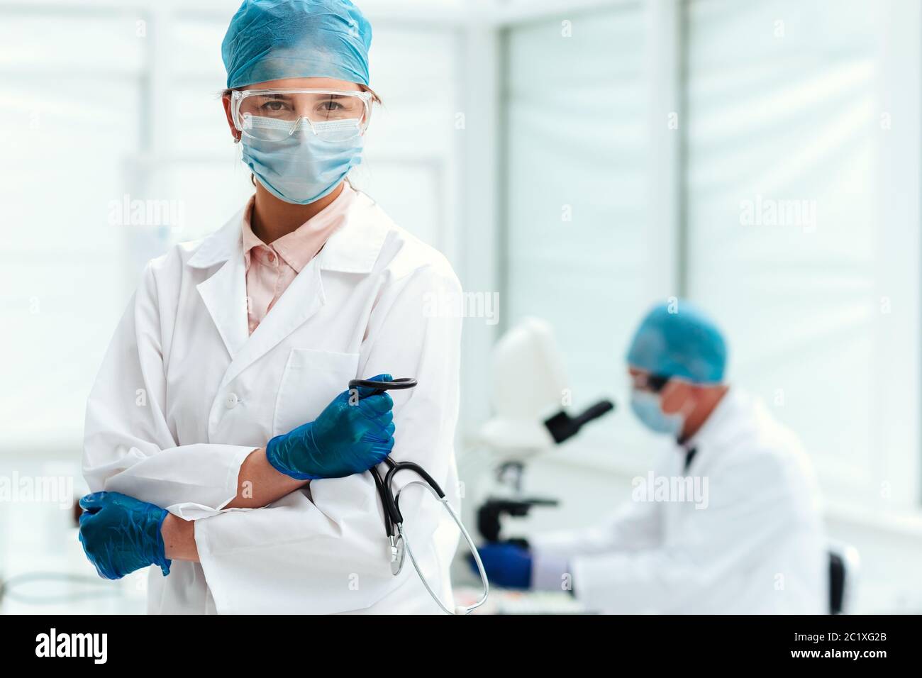 Doctor standing stethoscope in lab hi-res stock photography and images ...