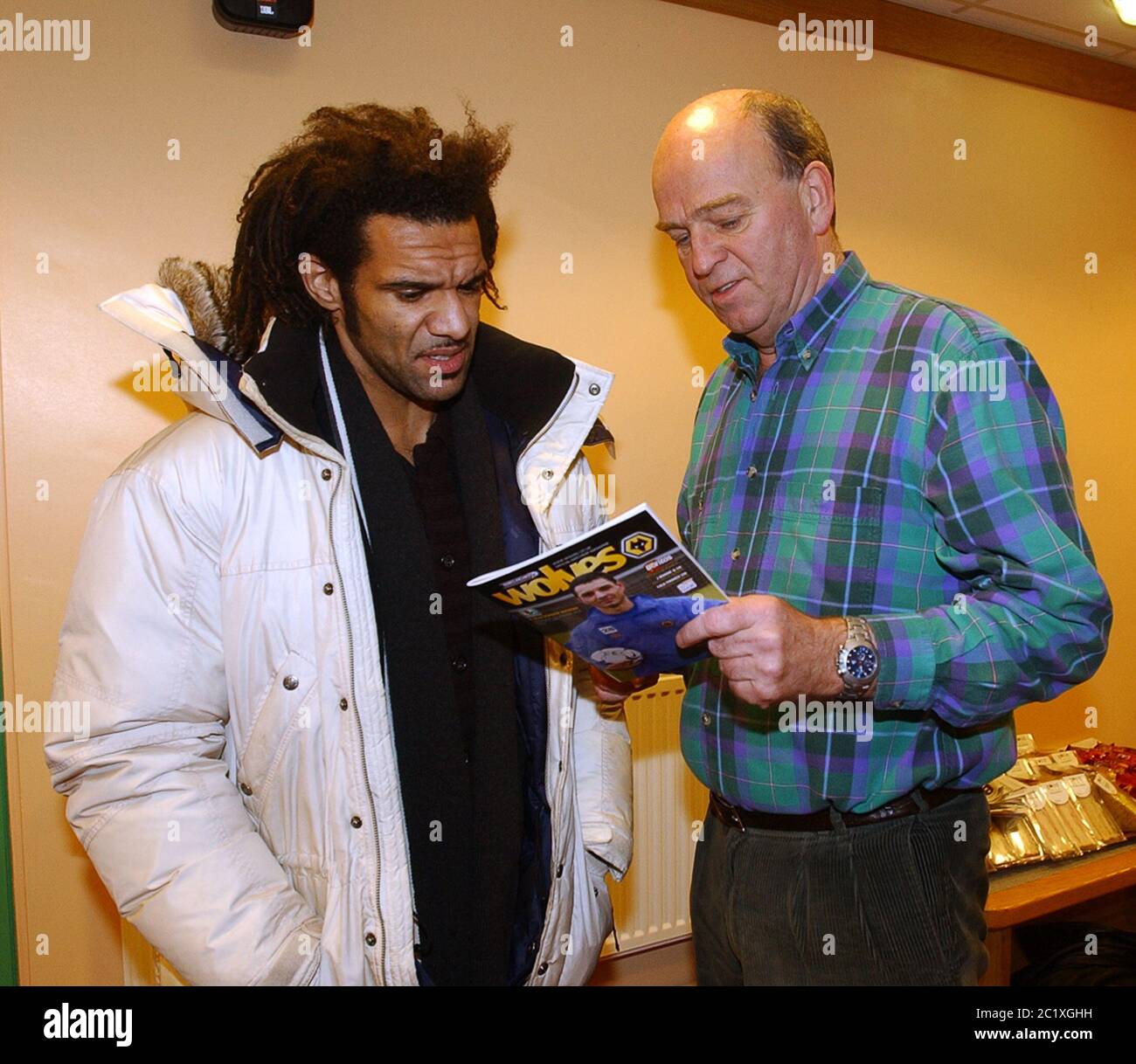 Pat Murphy BBC sports reporter talking to former footballer Don Goodman ...