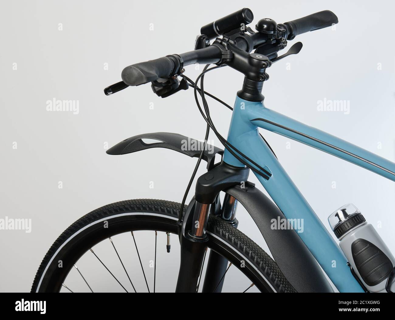 Front part of modern bicycle isolated on white background Stock Photo ...